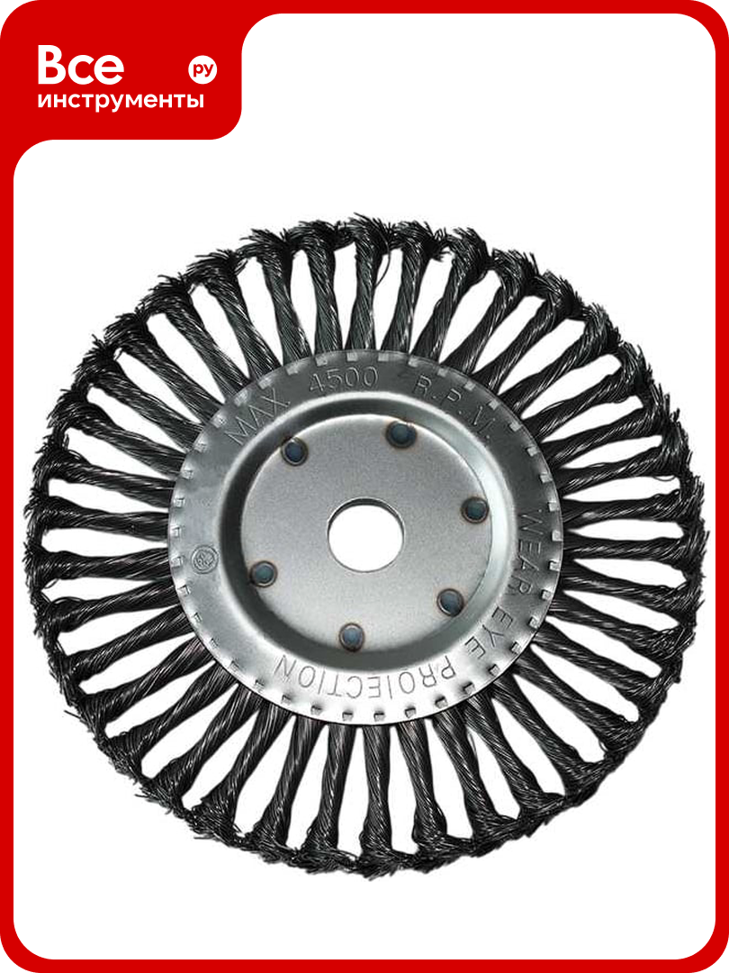 Щетка для УШМ WELDESTAR 200 мм, посадка 22 мм, плоская крученая проволока WS WSZH20022TS201