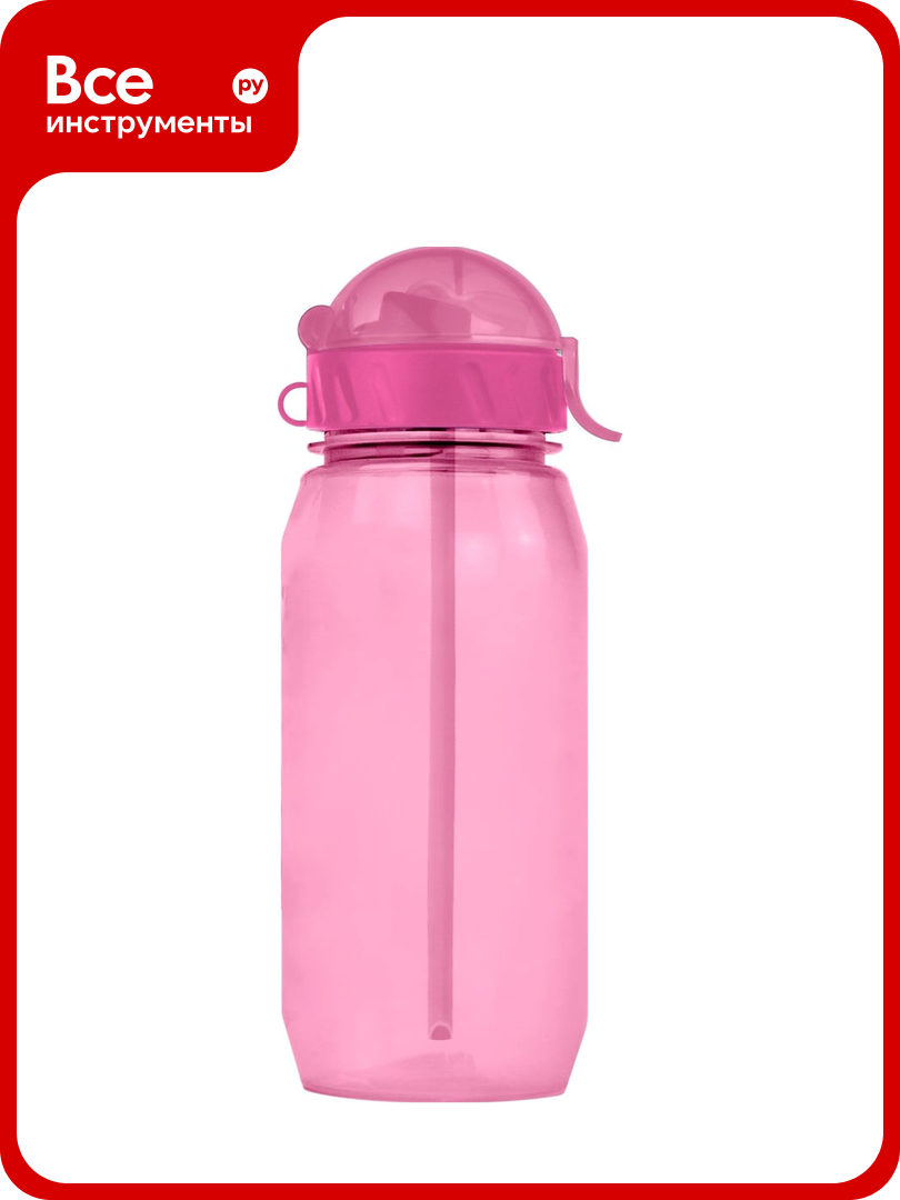 Бутылочка для воды с трубочкой WOWBOTTLES 400 мл, светло-розовая КК0361