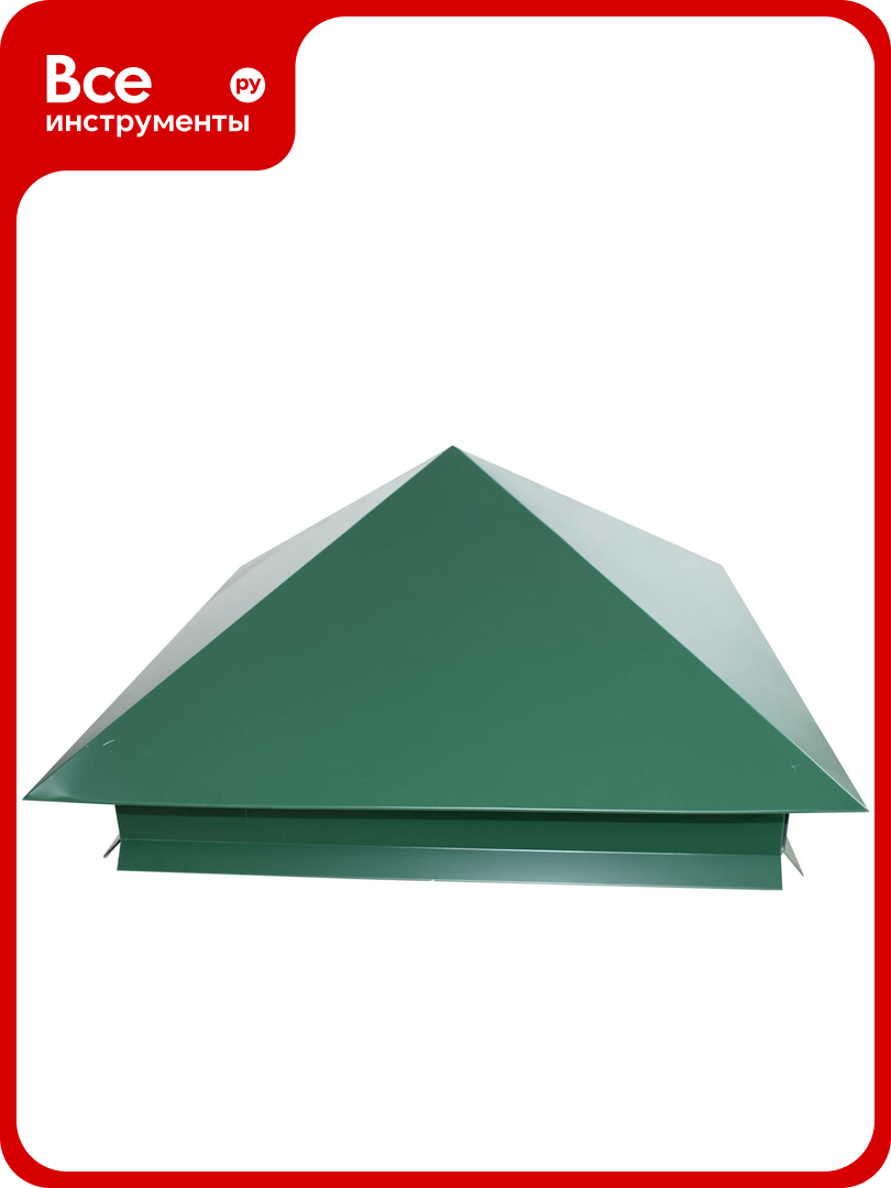 Металлический колпак на столб профметстиль зеленый 619