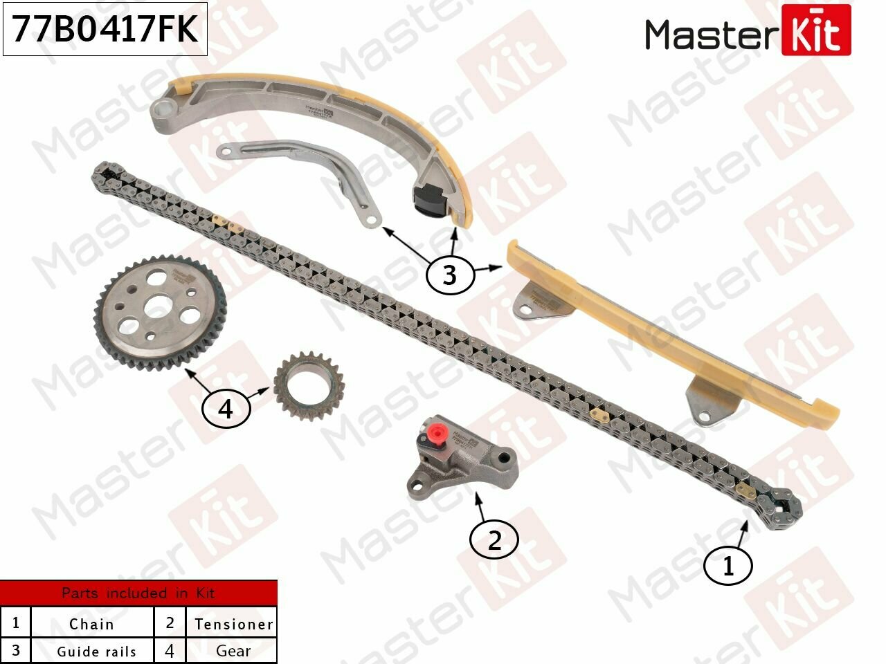 Комплект цепи ГРМ TOYOTA K3-VE CAMI J1 99-06 MasterKit 77B0417FK