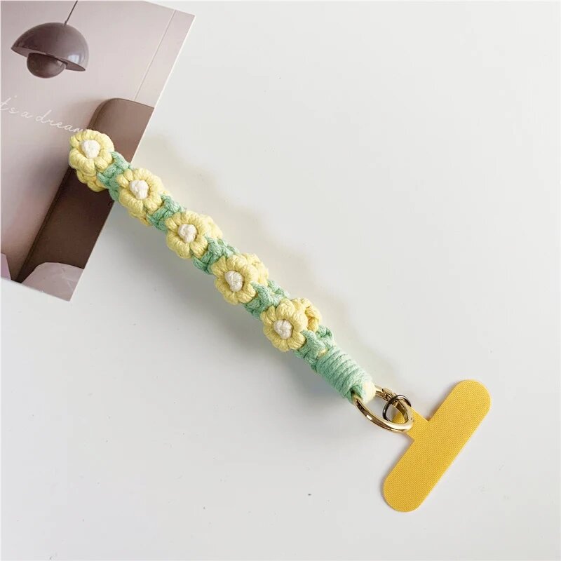 Ручной Цветок Ремешок Для Мобильного Телефона Браслет Модный Повседневный Браслет С Шейным Ремешком Брелок С Ромашками И Цвет.