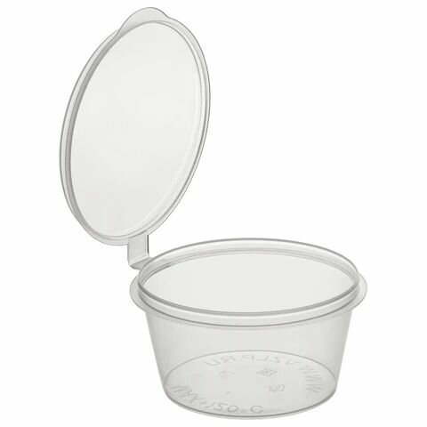 1200 шт. Соусник одноразовый 50 мл, Стандарт, с верхней крышкой, прозрачный, взлп, 1245П2