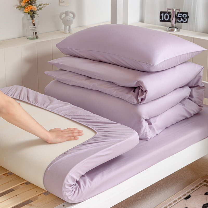 Сет из хлопка Violet для кровати 1.2м, комплект включает чехол на подушку 150x200см и простынь 160x230см,