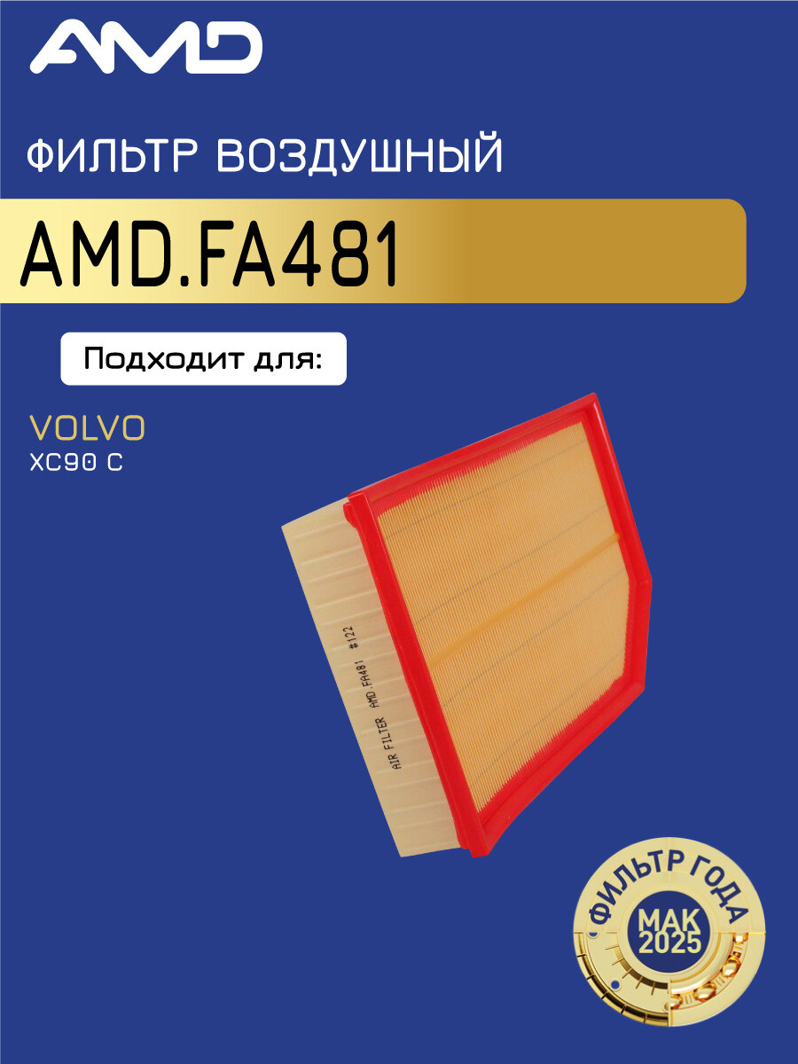 Фильтр воздушный 8638600 AMD. FA481 для VOLVO XC90 C_ 2002-2014