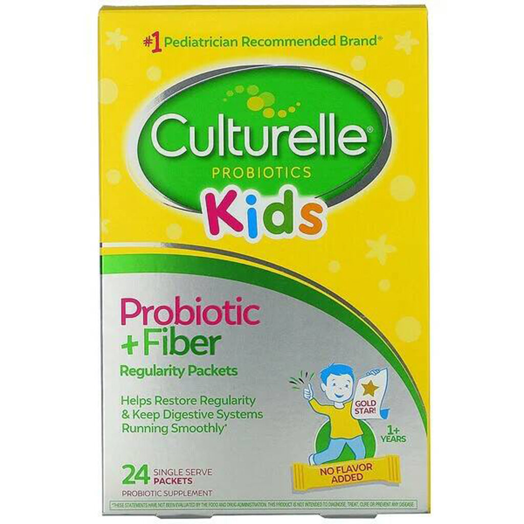 Culturelle, Kids, пробиотики и клетчатка, для регулярной работы кишечника детей старше 1 года, 24 порц пакетика по 4,8г