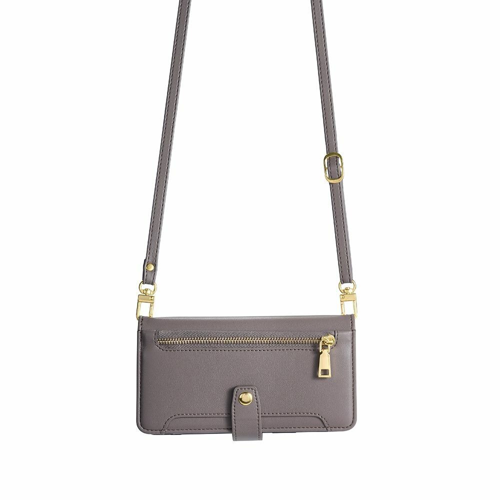 Чехол-книжка MyPads для Xiaomi 13 / Сяоми 13 несколько карманов для карт, со 2 шнурком (Длинный +короткий), серый