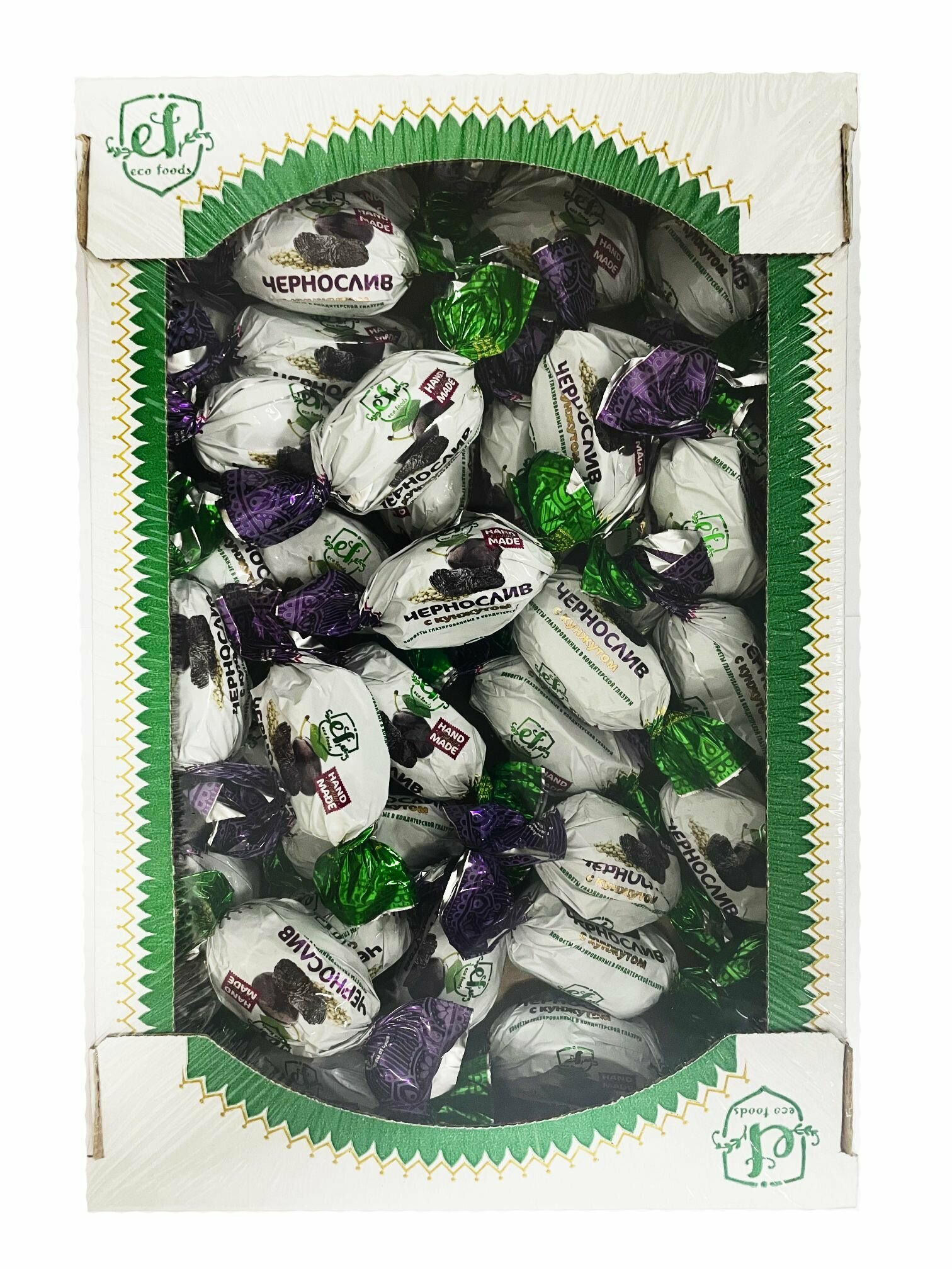 Конфеты шоколадные Чернослив с кунжутом 1кг EcoFoods