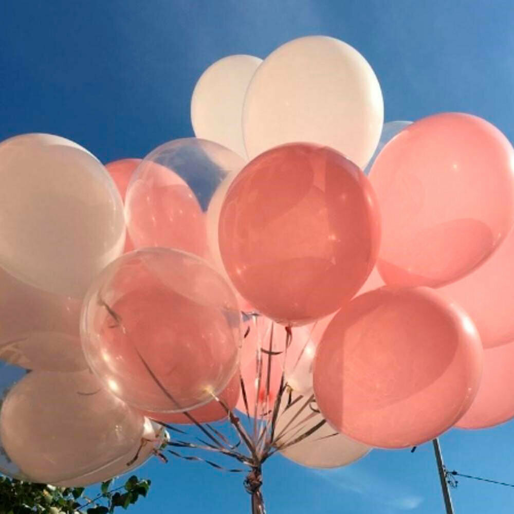 Шары с гелием декоратор микс: прозрачный, белый, персиковый