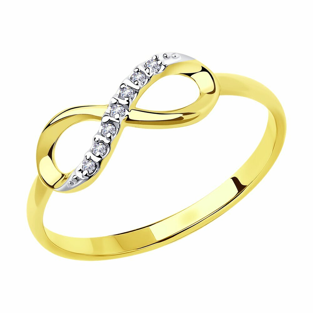 Кольцо, желтое золото, 585 проба, фианит