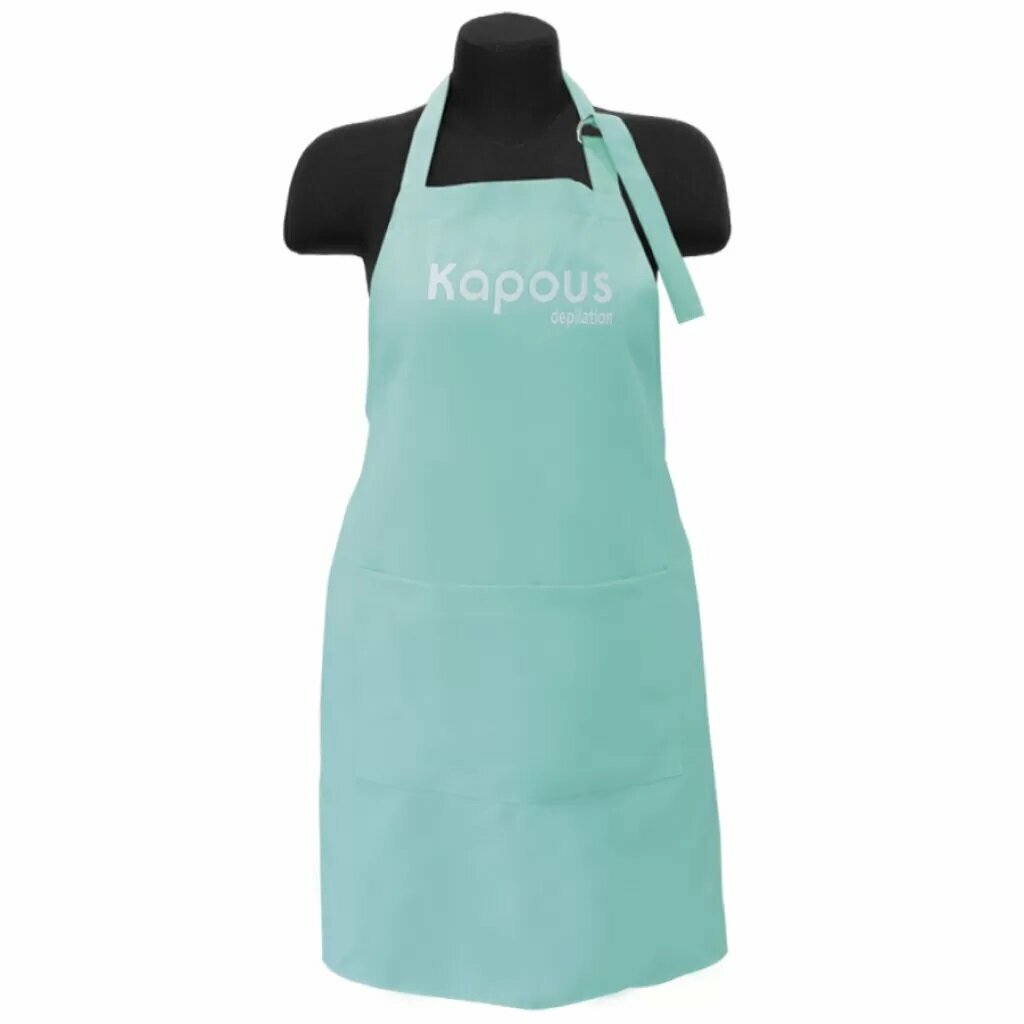 Фартук Kapous "Depilation", мятный, с вышивкой, с карманами, 100% полиэстер
