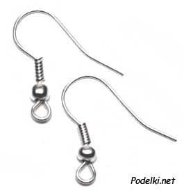 Фурнитура для бижутерии Швензы-крючки 0000601 серебряный цвет 20 мм, цена за 30 пар