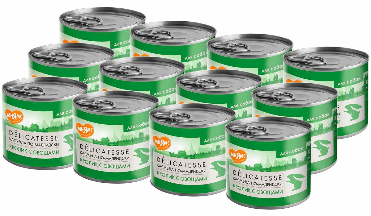 Мнямс DELICATESSE касуэла ПО-мадридски для собак всех пород с кроликом и овощами 170838 (200 гр х 12 шт)