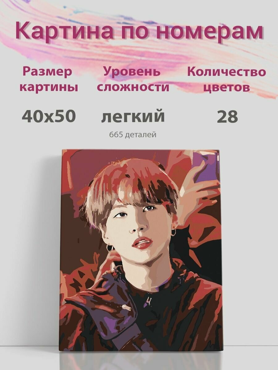 Картина по номерам на холсте с подрамником, "BTS K-POP Шуга Suga", 40х50 см
