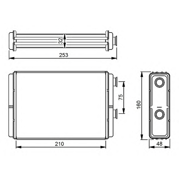 NRF 53233 (46722928 / 46722950 / 46723042) радиатор печки zastava 10 (05-) 1.2 i