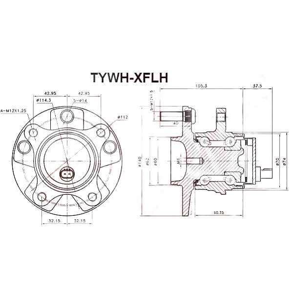 ASVA TYWH-XFLH (4356030010) ступица передняя левая