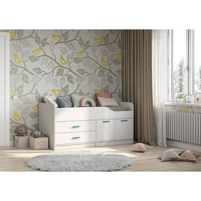 Кровать детская «Каприз 16», с ящиками, с тумбой, 1640×842×800 мм, цвет анкор/белый