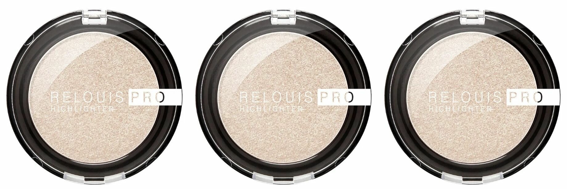 Relouis Хайлайтер компактный для лица Pro Highlighter, тон 02 Champagne, 3 шт