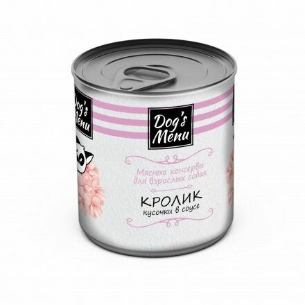 Dog's Menu Влажный корм для взрослых собак с кроликом, кусочки в соусе, 750 г