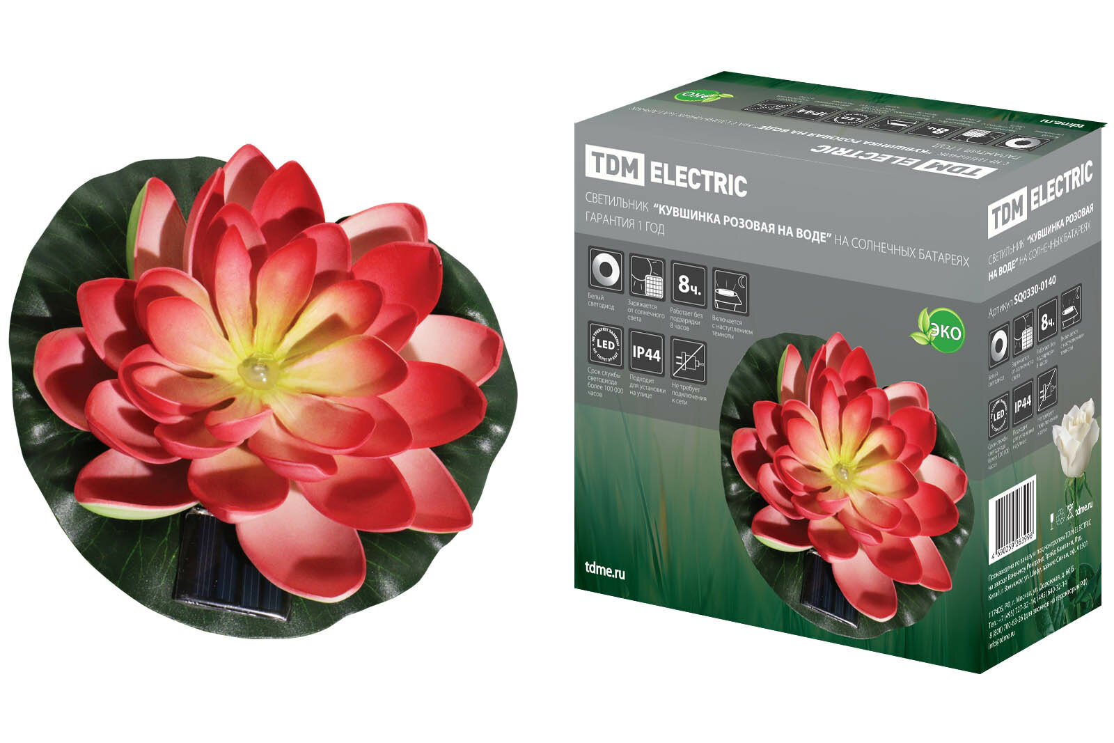 TDM ELECTRIC Светильник "Кувшинка розовая" на солнечных батареях, водный SQ0330-0140