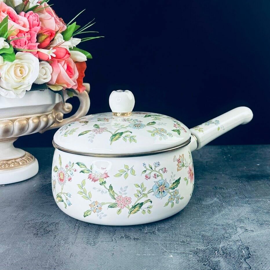 Ковш эмалированный 2,8л MAGNOLIA с крышкой 18см Эмаль 1 шт.