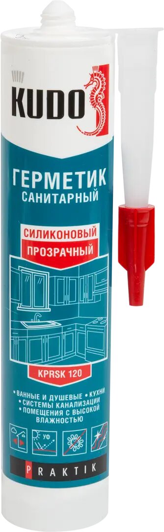 Герметик силиконовый Kudo Praktik санитарный уксусный прозрачный 260 мл