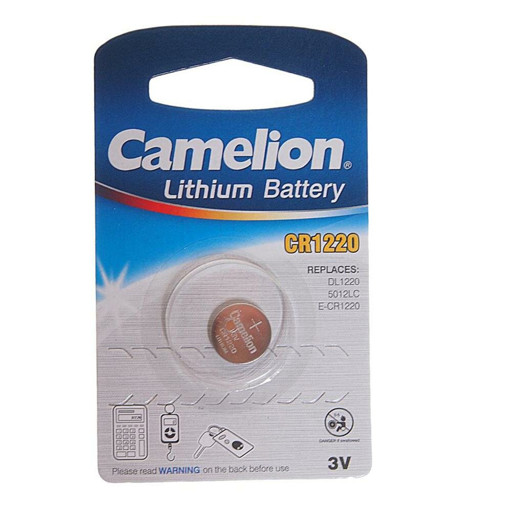 Батарейка CR1220 3V таблетка (пульт сигнализации, ключ) блистер 1шт. Lithium CAMELION
