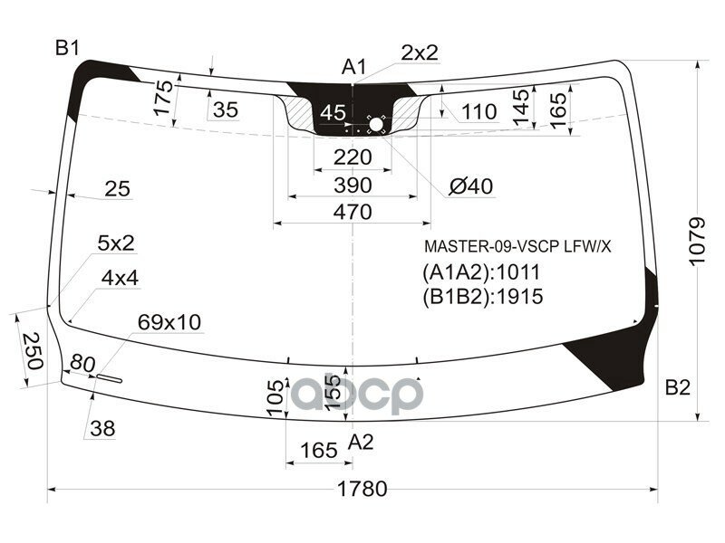 Стекло лобовое (Датчик дождя) Opel Movano 10- / Renault Master 10- XYG арт. MASTER-09-VSCP LFW/X