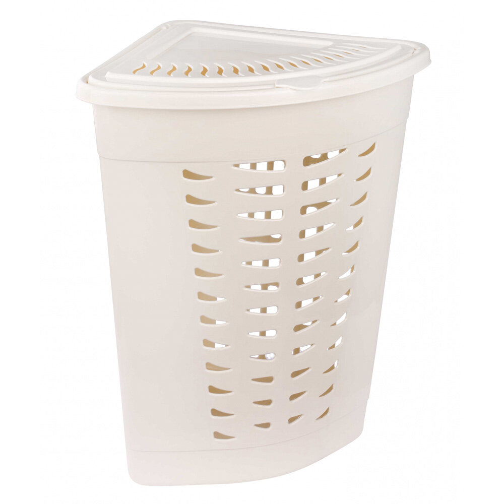 Корзина для белья 45л угловая, слоновая кость