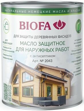 Масло Защитное Biofa 2043 1л 4346 Красный Дуб для Наружных Работ с Антисептиком / Биофа 2043.