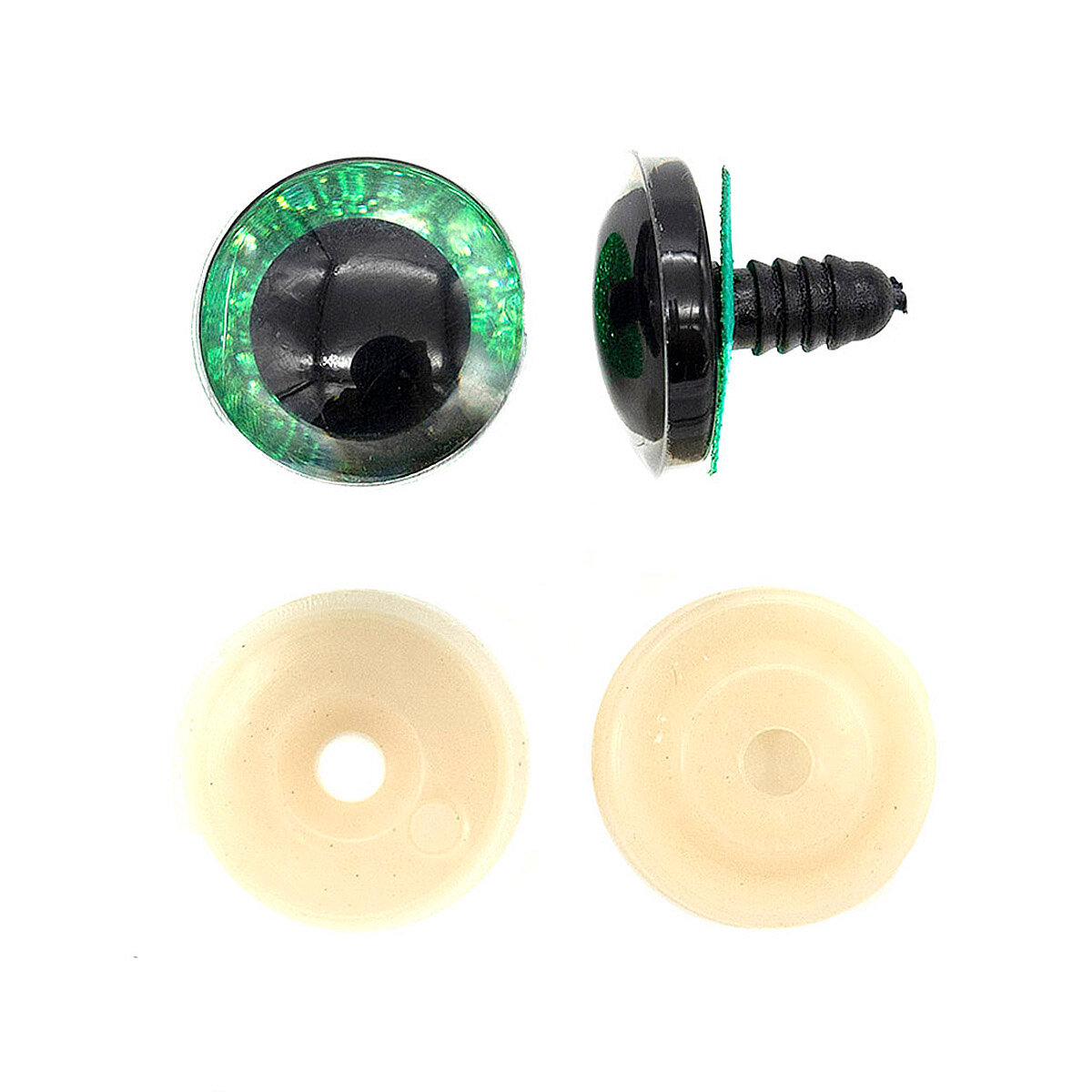 Глазки для игрушек винтовые 25 мм, 2 шт, с заглушками, искристые зеленые, Astra&Craft