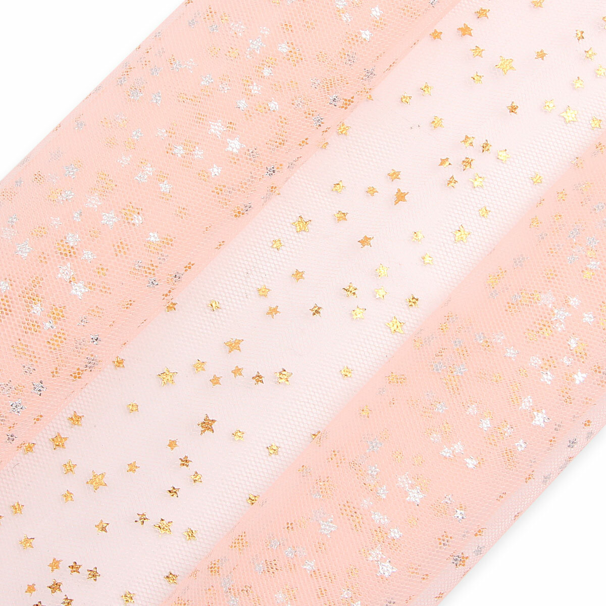 Фатин ткань для рукоделия, 50*50 см, со звездочками, персиковый, Айрис