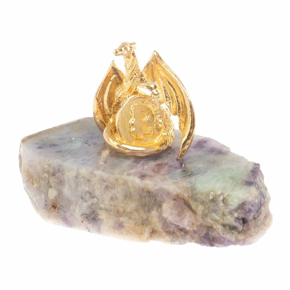 Сувенир "Дракон с монетой" на подставке из флюорита 126842