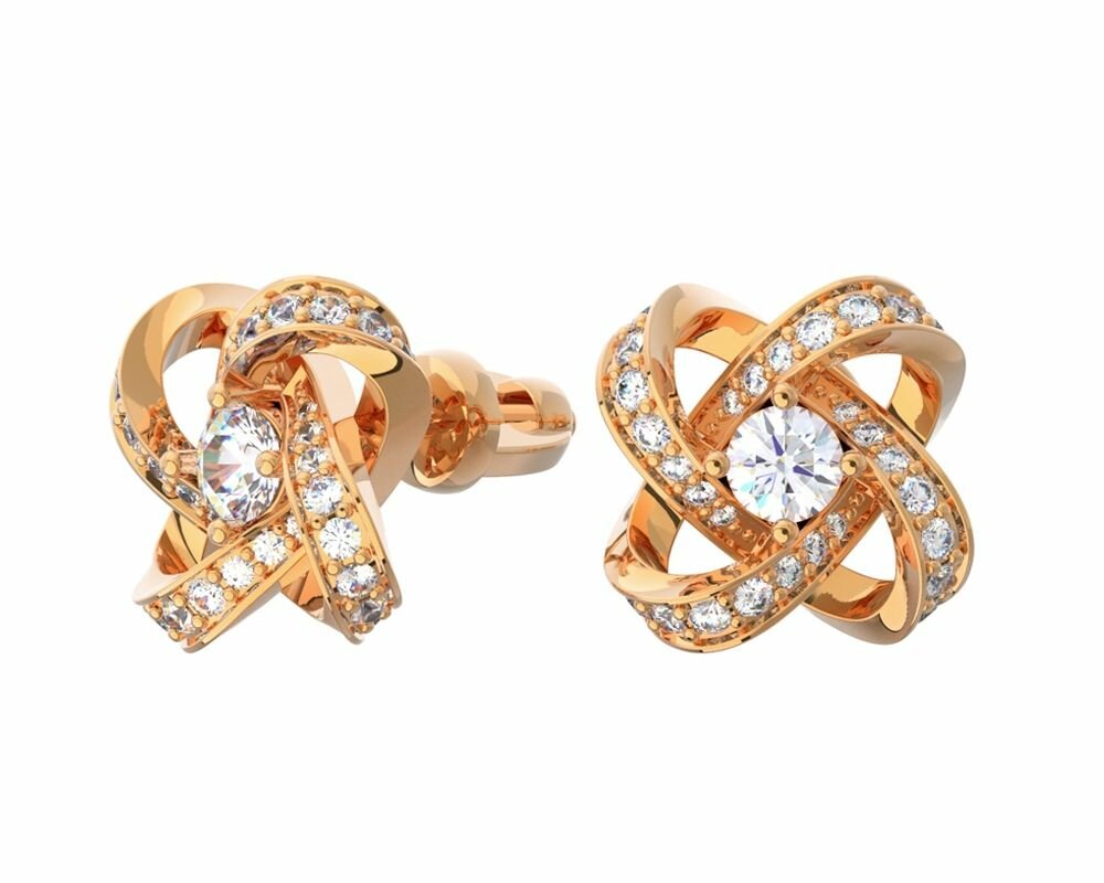 Серьги пусеты, серебро, 925 проба, фианит