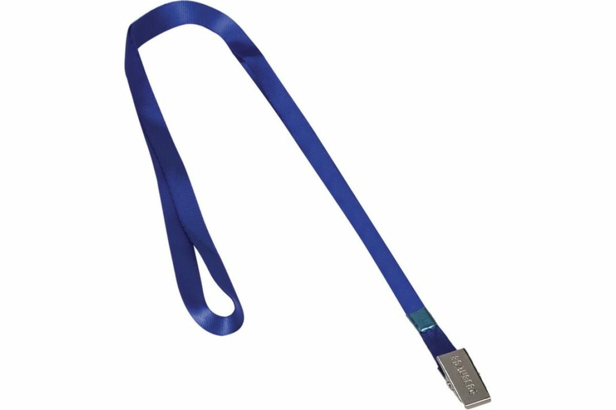 BRAUBERG Лента для бейджей 45 см синяя, 10 шт в упаковке, металлический клип