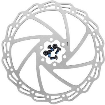 Тормозной диск велосипеда (ротор) 203мм ALHONGA HJ-DXR2006, для дисковых тормозных систем, под 6 болтов, нержавеющая сталь, облегченный
