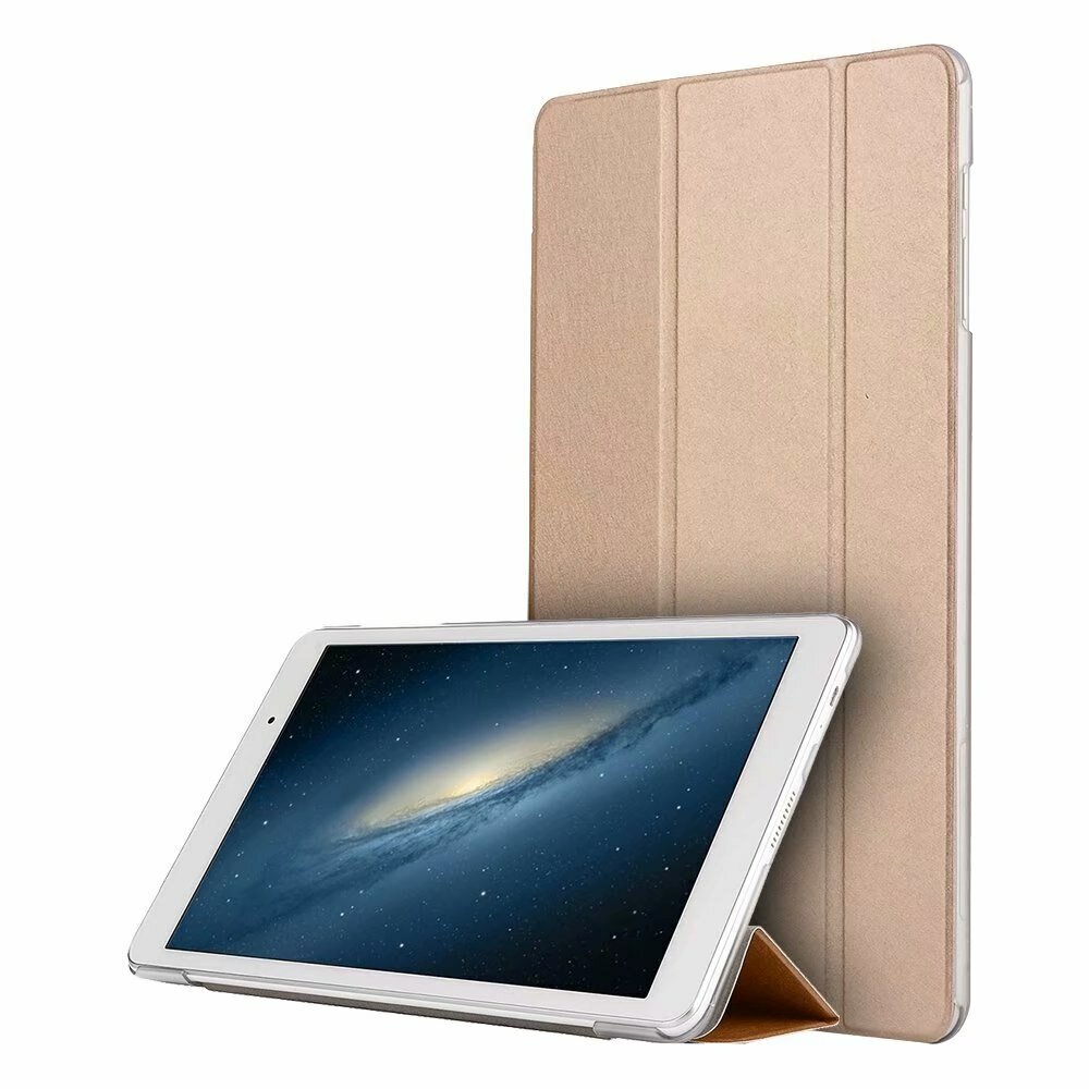 Чехол-обложка MyPads для Huawei MediaPad M5 Lite 10 (BAH2-L09/W09/AL10) тонкий умный кожаный на пластиковой основе с трансформацией в подставку золотой