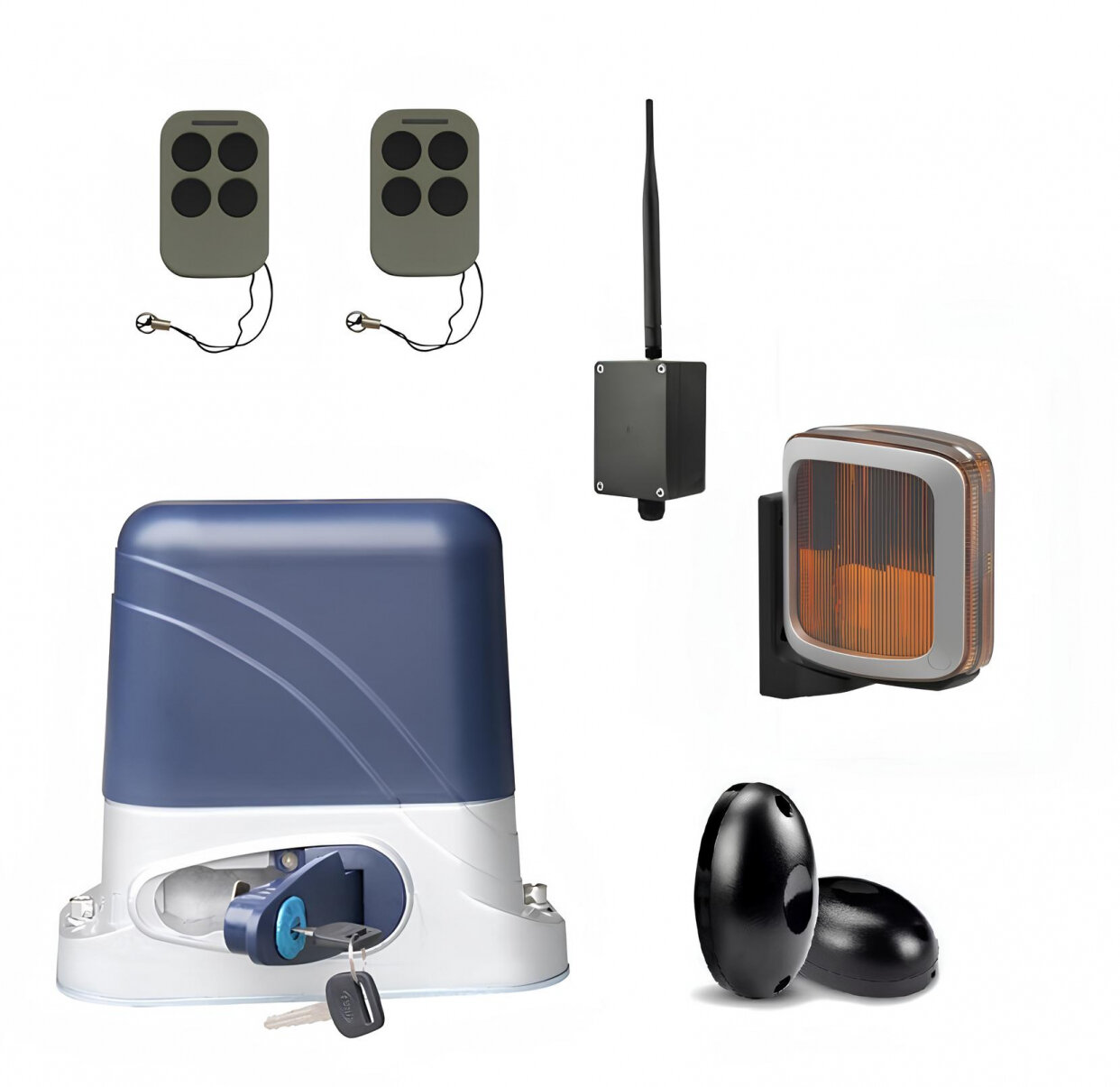 Автоматика для откатных ворот KSL-1300 FULL-2K-BT, комплект: привод, 2 пульта, Bluetooth-модуль, фотоэлементы, лампа