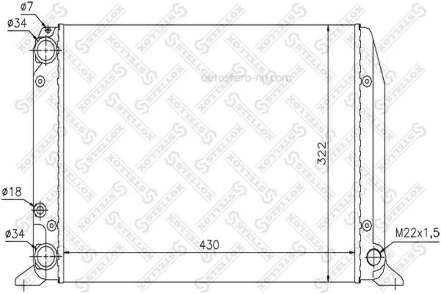 STELLOX 1025043SX радиатор системы охлаждения! размеры сот: 430х322\ Audi 80 1.3-1.8 83-91