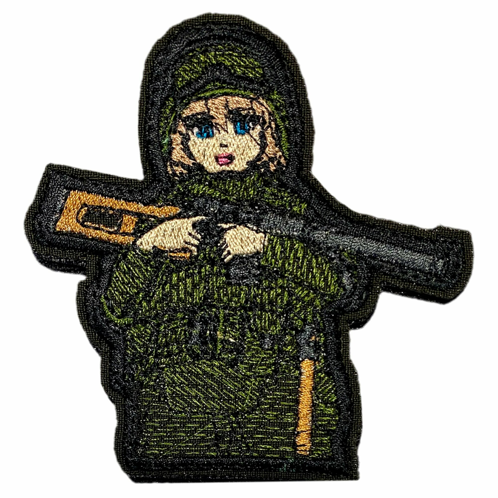 Нашивка, шеврон, патч (patch) на липучке Аниме тян в снаряге и с ВСС, размер 8,5*5,8 см, 1 шт.
