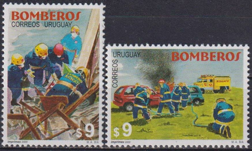 Почтовые марки Уругвай 2000г. "Пожарные" Пожарные MNH