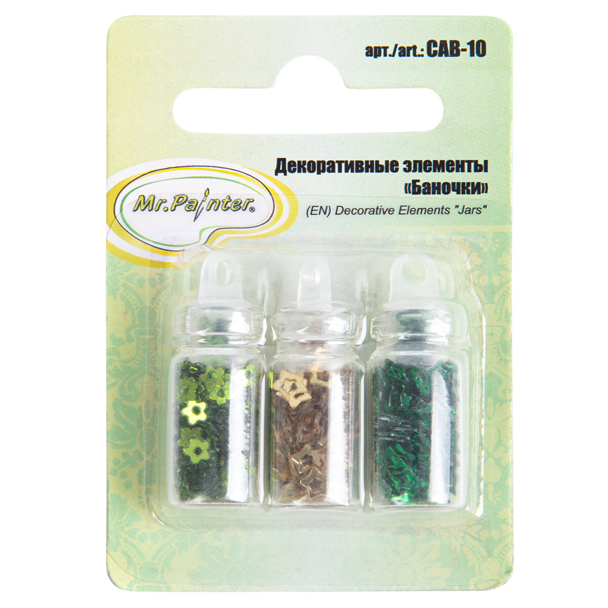 Mr.Painter CAB-10-UI36 Декоративные Баночки 3 шт 09 св. золотой зелёный салатовый набор декоративных элементов