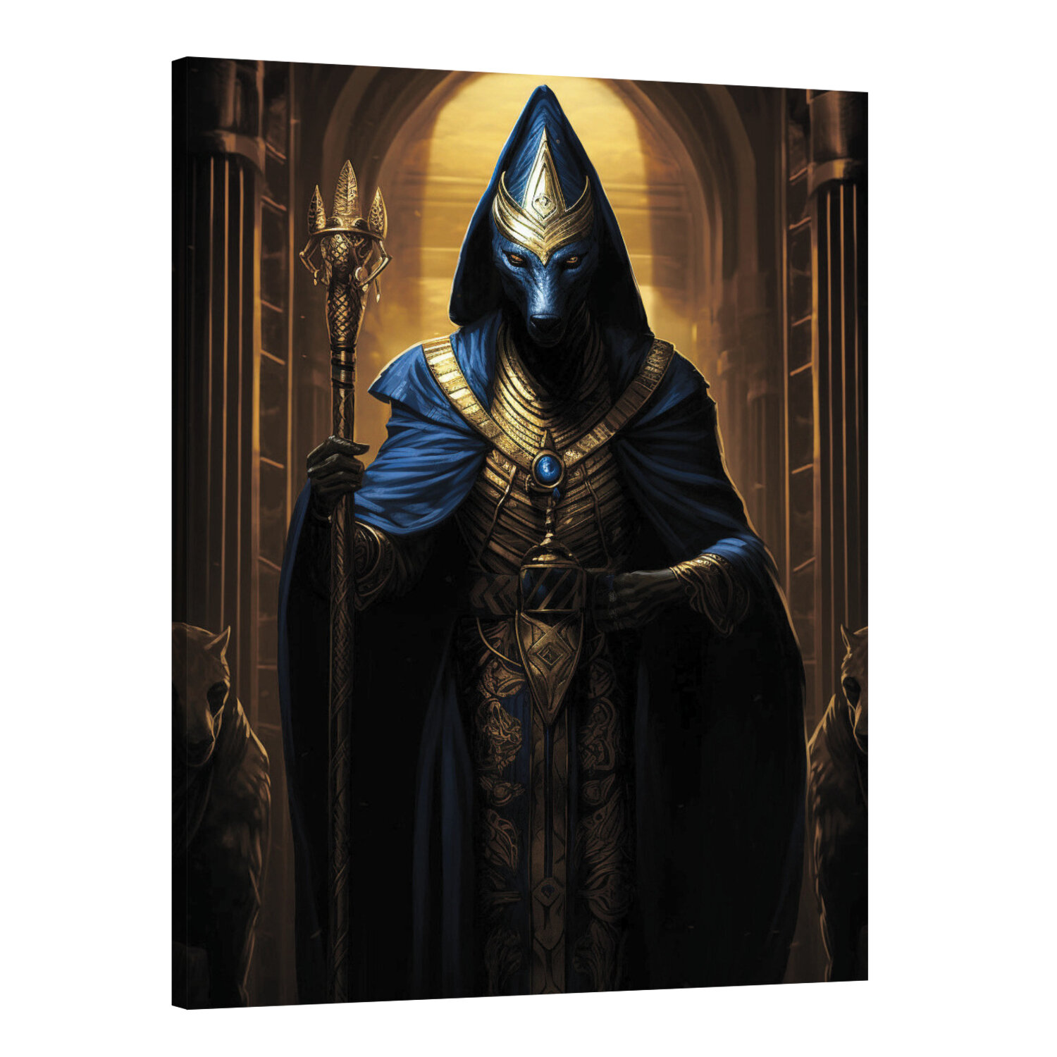 Интерьерная картина 50х70 "Анубис: воплощение мистической силы"