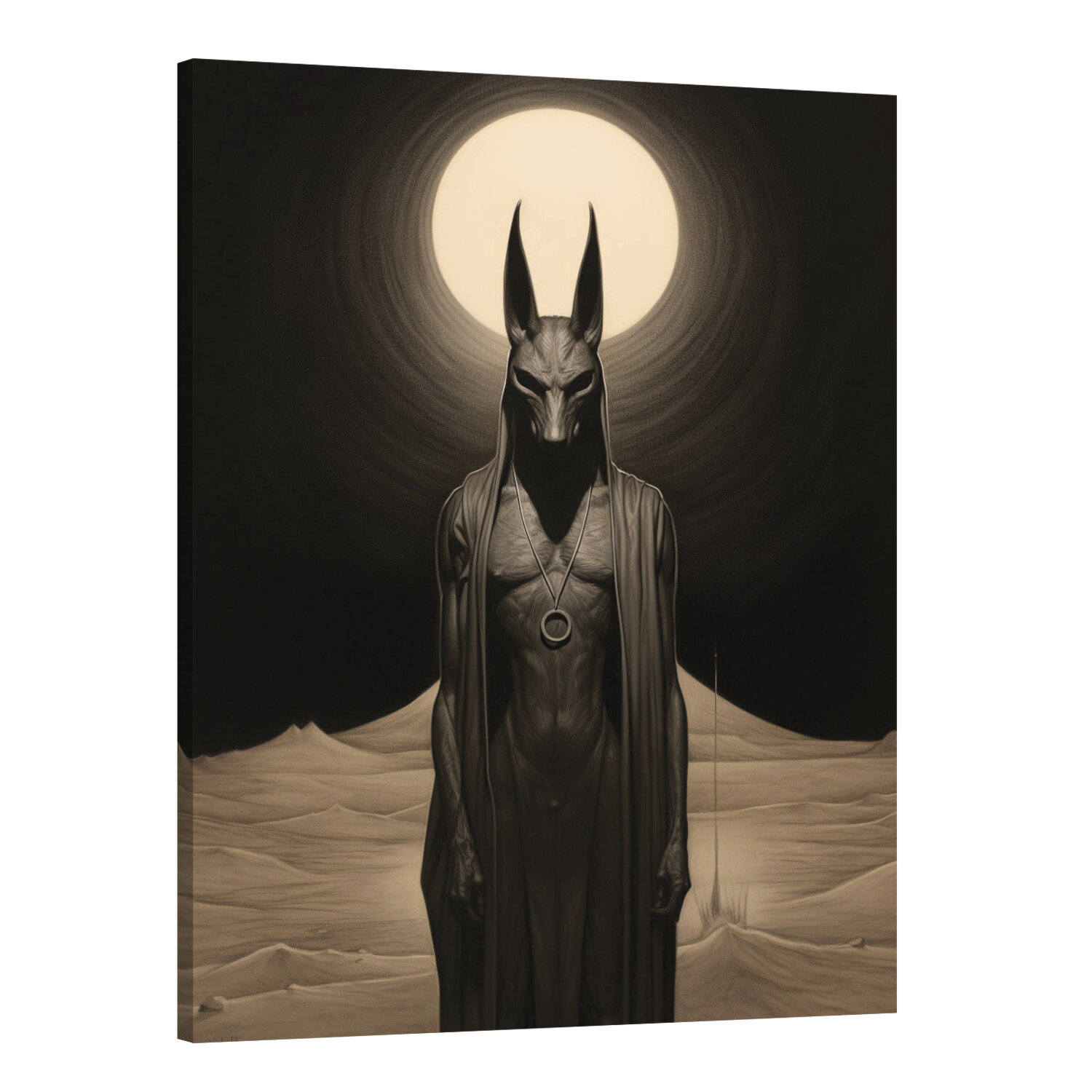 Интерьерная картина 50х70 "Анубис: хранитель тайн мистического мира"