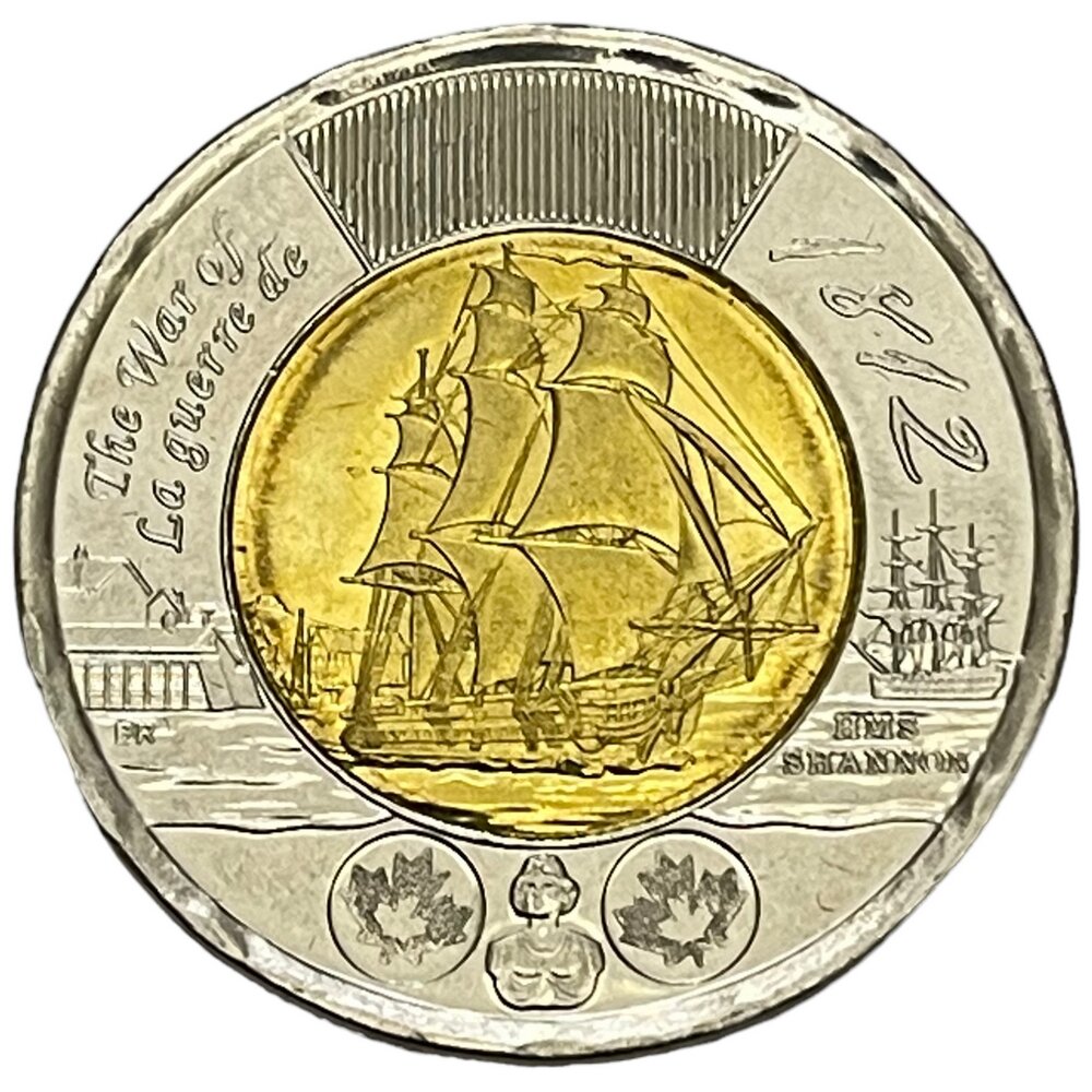 Канада 2 доллара 2012 г. (Война 1812 года - Фрегат «Шеннон»)