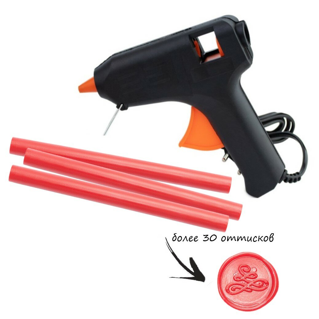 Набор: сургуч в палочках красное вино 3 штуки и пистолет