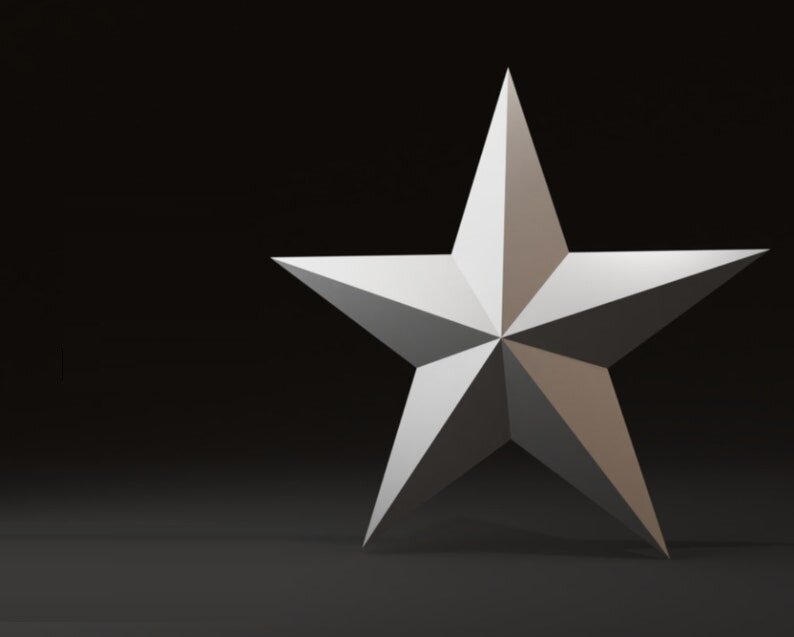 Полигональная фигура Звезда объемная, геометрический полигональный металлический декор интерьера