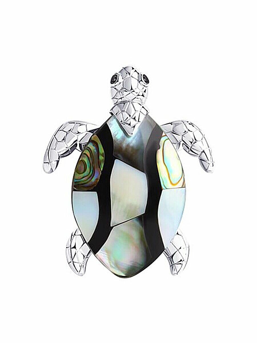 Брошь, серебро, 925 проба, родирование, перламутр