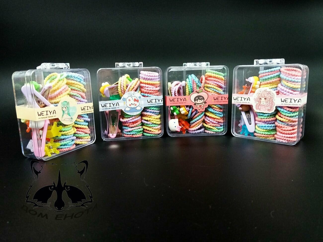 Набор детской бижутерии в боксе резинки заколки крабики