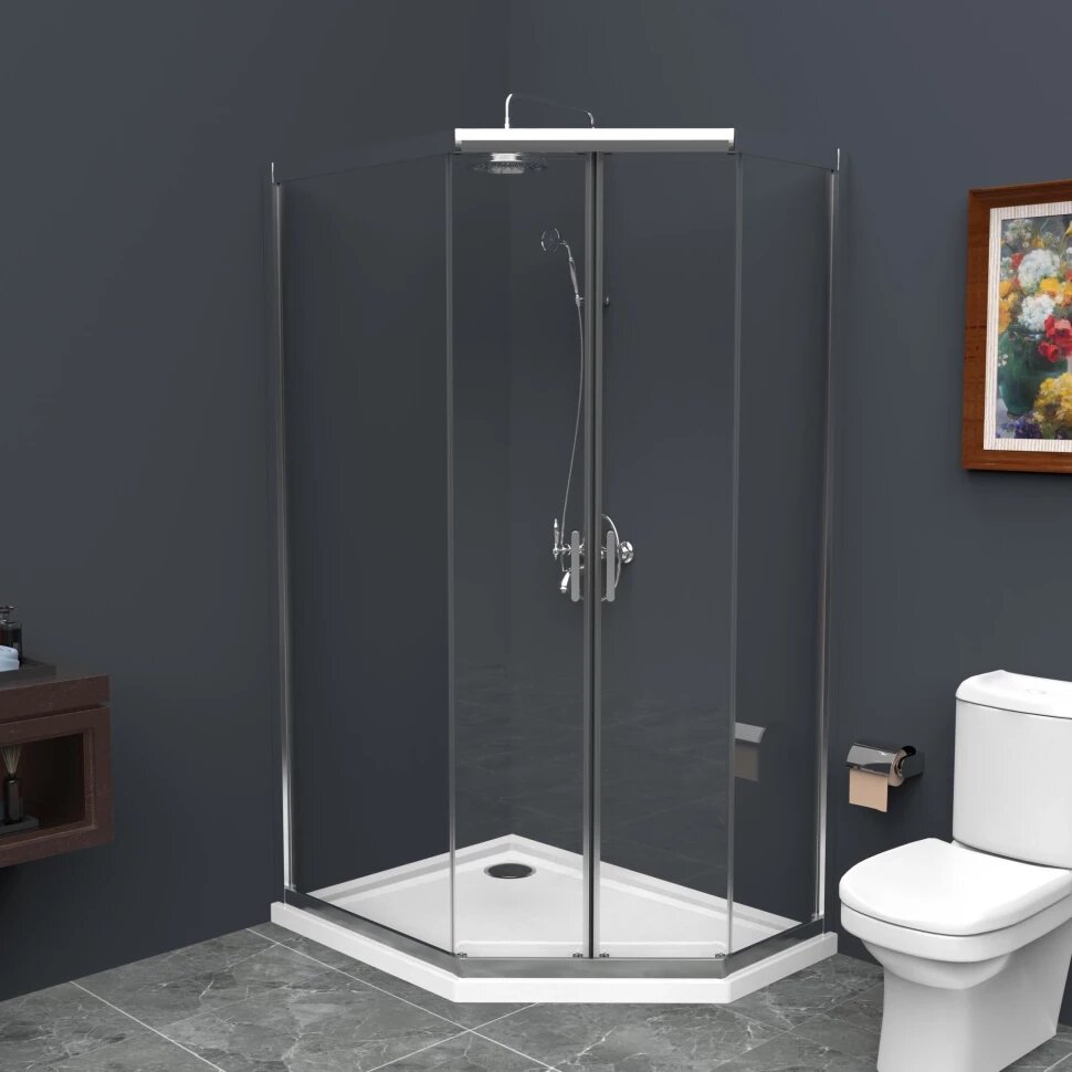 Душевой уголок 100x80 см BelBagno Uno UNO-195-PH-2-100/80-C-Cr прозрачное