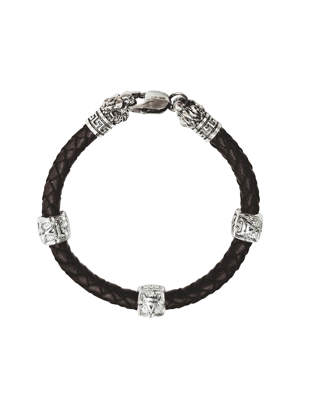 Браслет, серебро, 925 проба, оксидирование, кожа